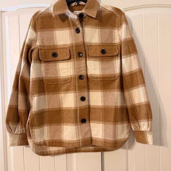 Free Assembly | Jackets & Coats | Womens Tan And Cream Plaid Utility ...